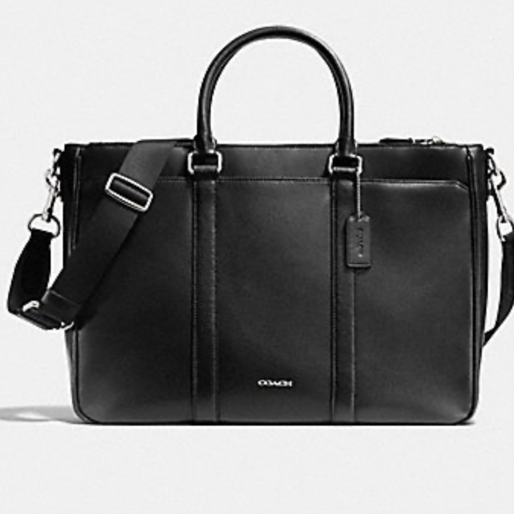 Coach Metropolitan Crossgrain Leather Briefcase In Bl… - Gem